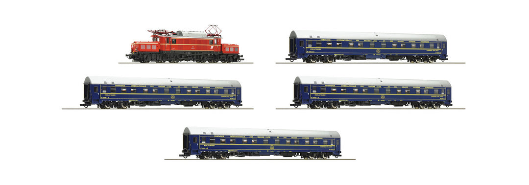Roco 61469: 5-pc set: Electric locomotive class 1020 and 4 sleeping ca ...
